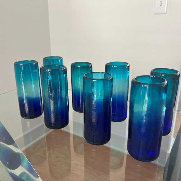 Crate&Barrel | Dining | Crate And Barrel Blue Artisan Mexican Glassware ...